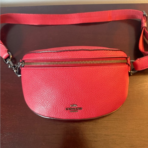 Coach | Bags | Coach Red Pebbled Leather Belt Bag | Poshmark